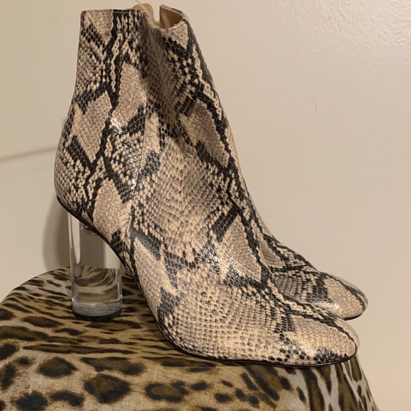 SCHUTZ | Shoes | Schutz Snakeskin Pattern Ankle Boots With Clear Heel ...